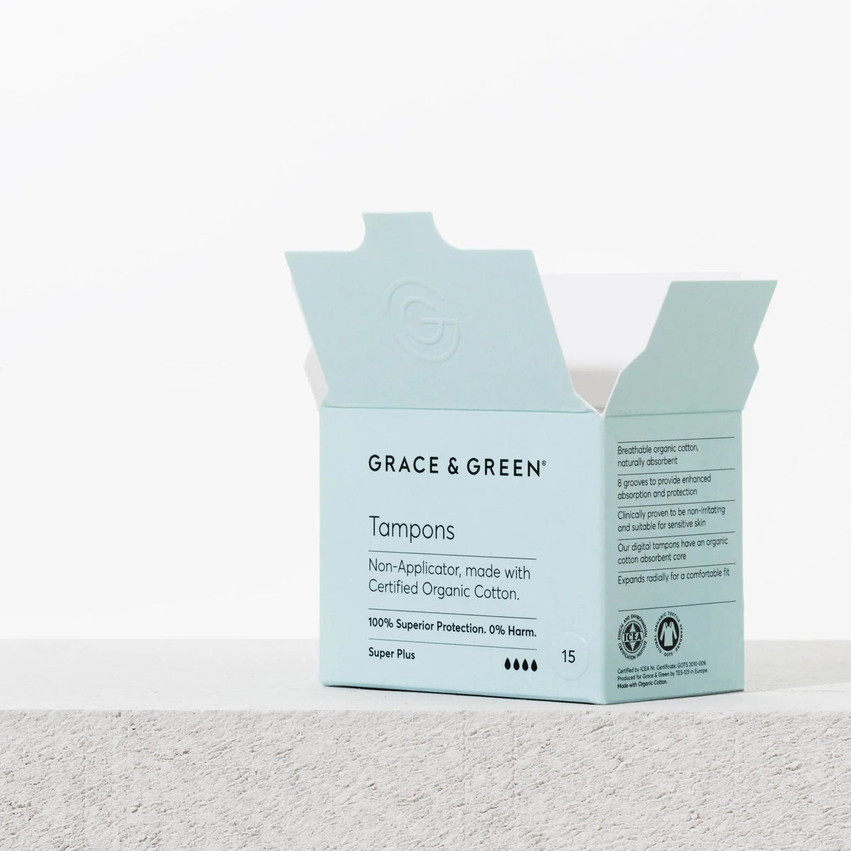 grace-green-organic-non-applicator-tampons-super-plus-feminine-sanitary ...